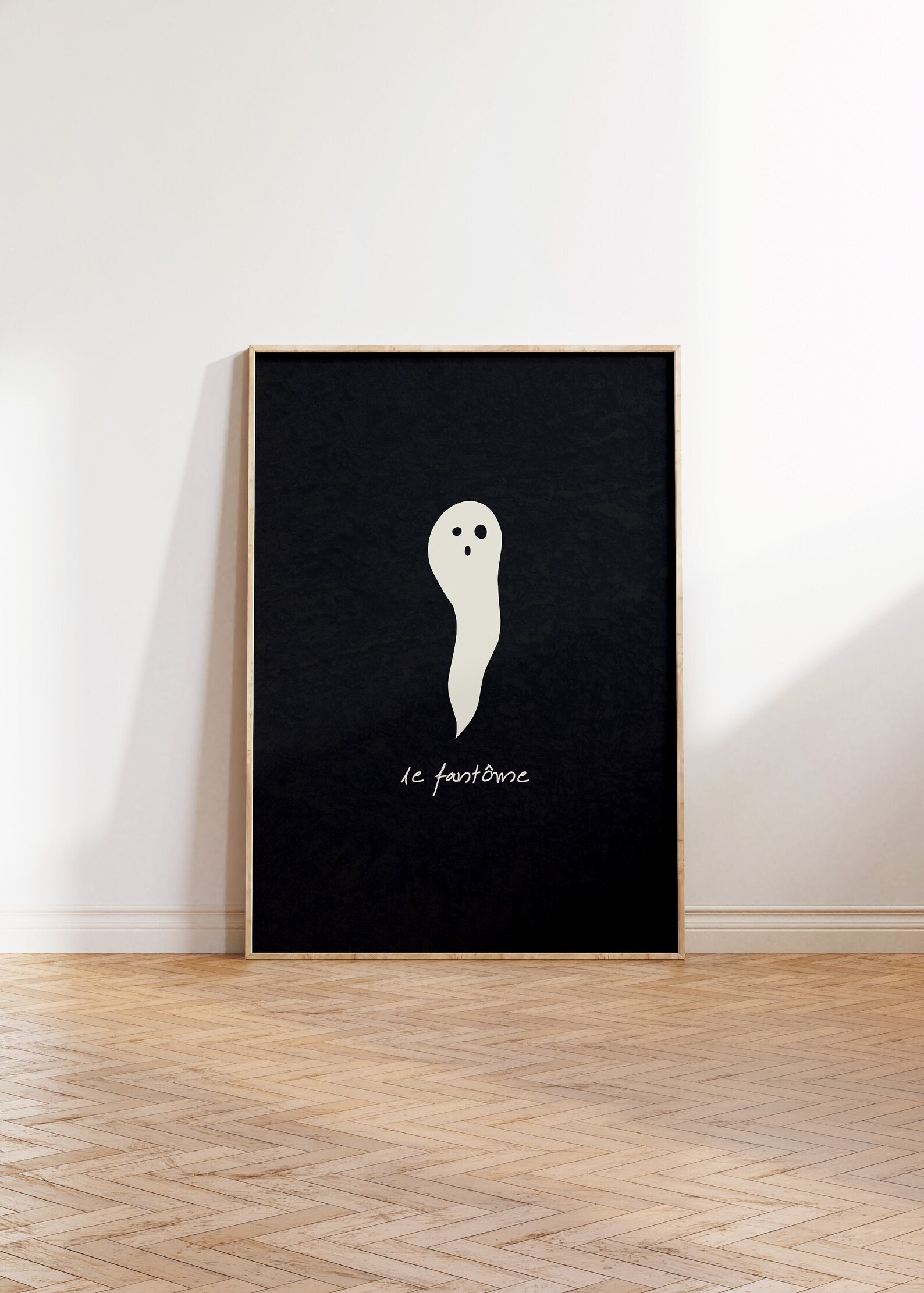 French Ghost Print Quirky Halloween Decor Cute Ghost Poster Minimalist ...