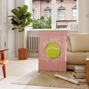 Trendy Tennis Print Country Club Aesthetic Wall Art Tennis Ball Print ...