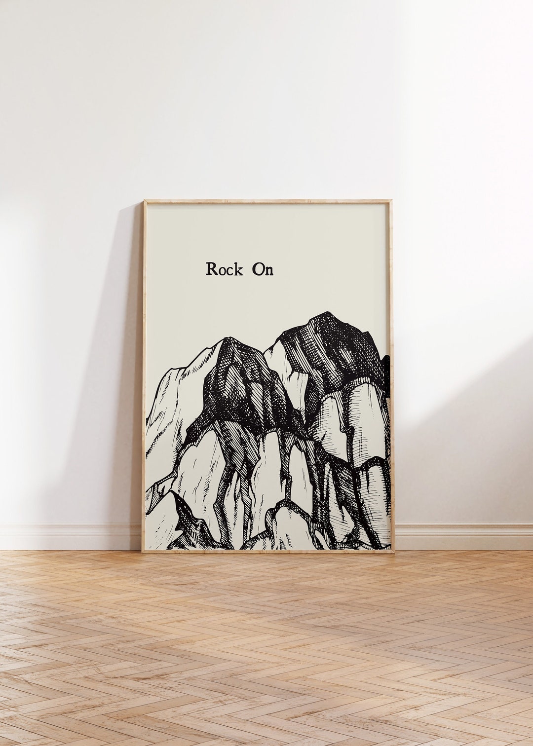 Rock on Poster Vintage Mountain Print Minimalist Mountain Wall Art Rock ...