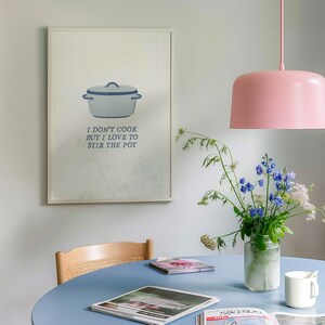 Funny Kitchen Poster Cute Cooking Wall Art Trendy Kitchen Quote Print ...
