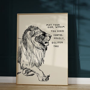 Daniel in the Lions Den Print Modern Bible Poster Christian Wall Art ...