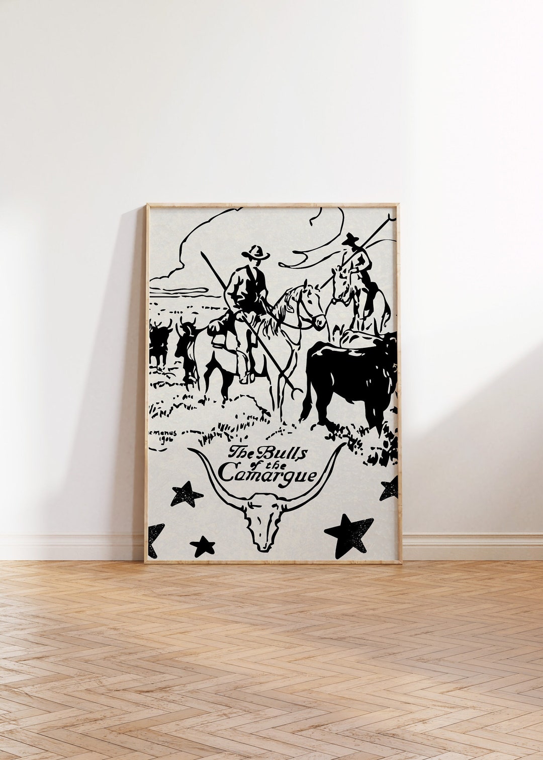 Vintage Cowboy Print Retro Western Wall Art Wild West Home Decor ...