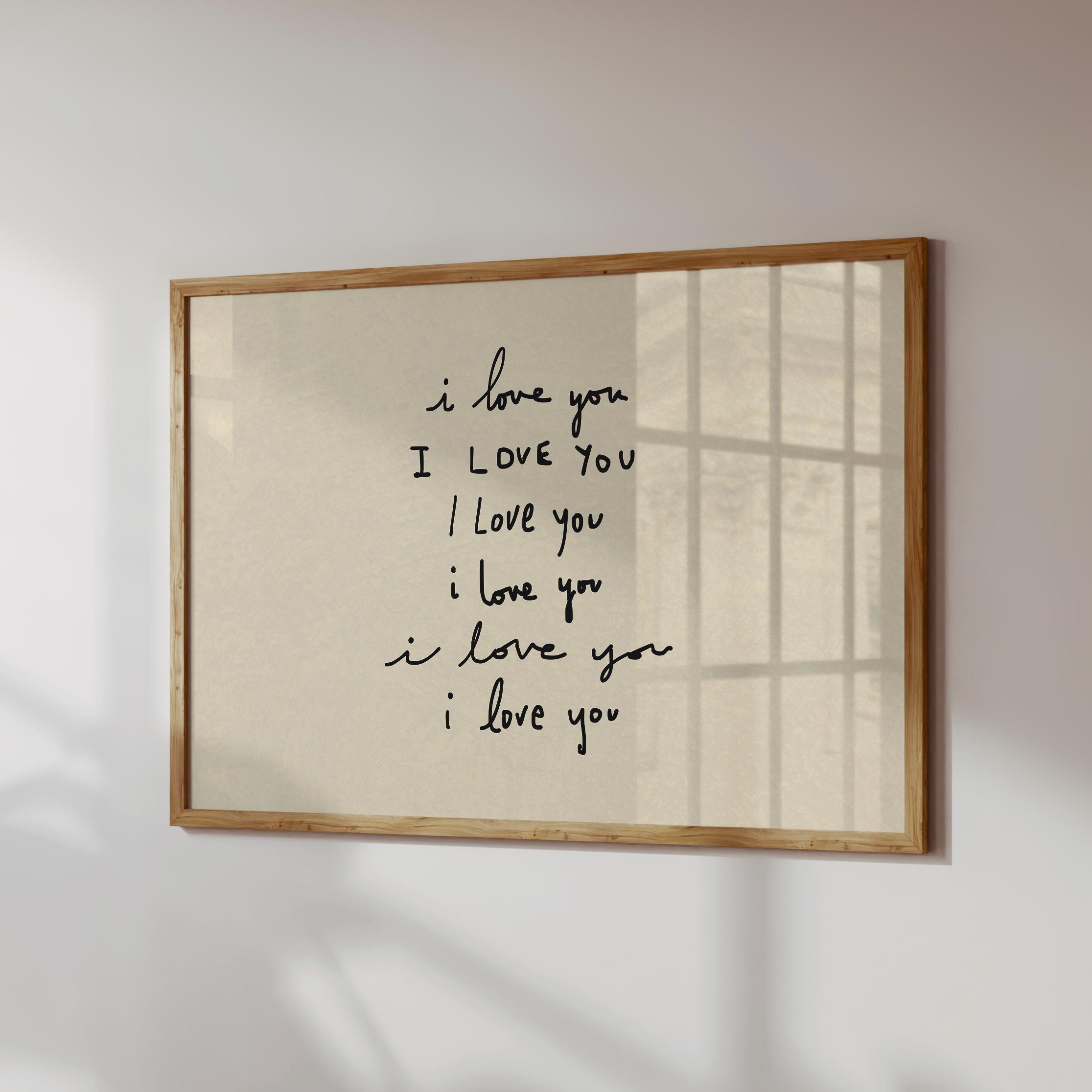 I Love You Art Print, Minimalist Bedroom Decor, Neutral Love Quote ...