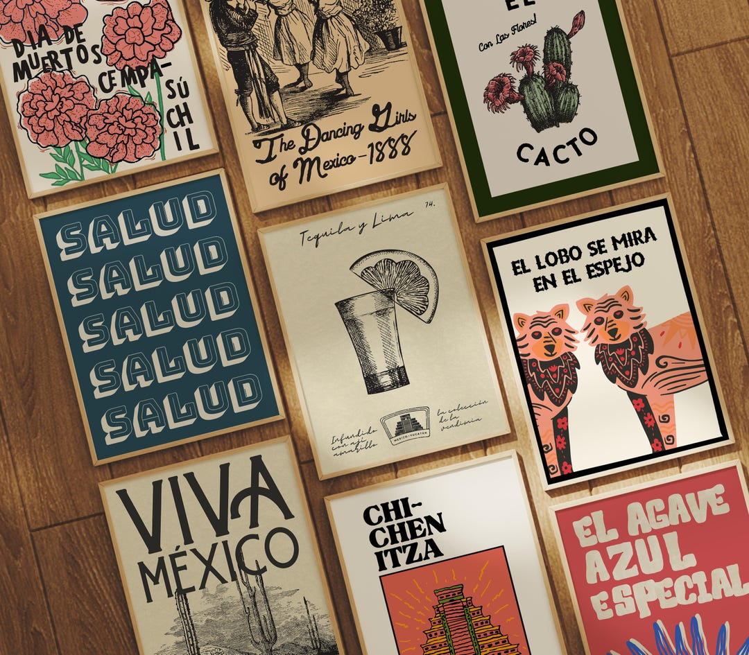 Retro Mexican Art Prints, Spanish Gallery Wall Art (digital Download ...