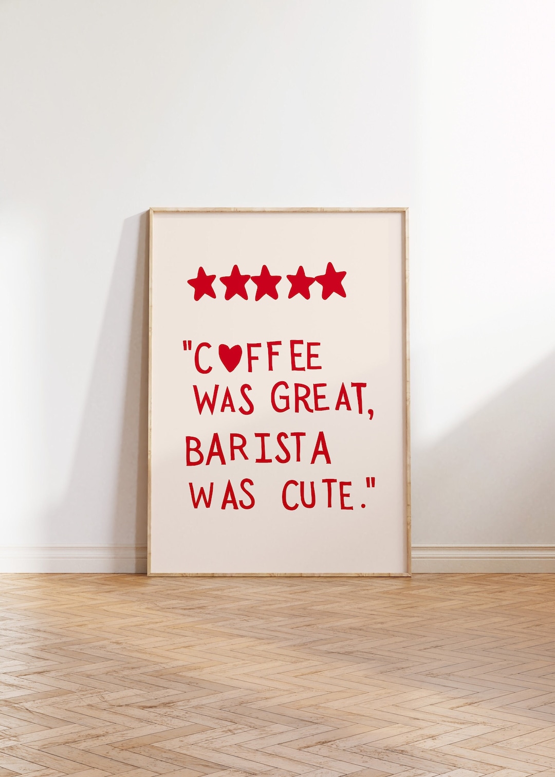Five Star Coffee Review Print Red Kitchen Decor Barista Was Cute Poster ...