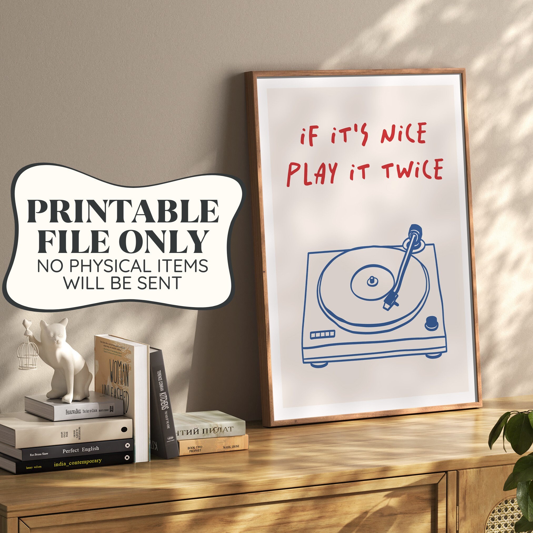 Music Wall Art, Play It Twice, Record Player Poster, Turntable Print ...
