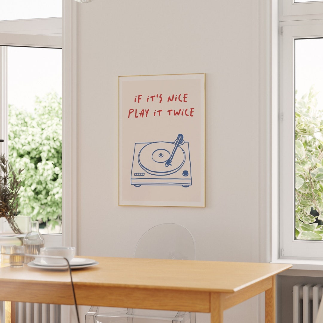 Music Wall Art, Play It Twice, Record Player Poster, Turntable Print ...