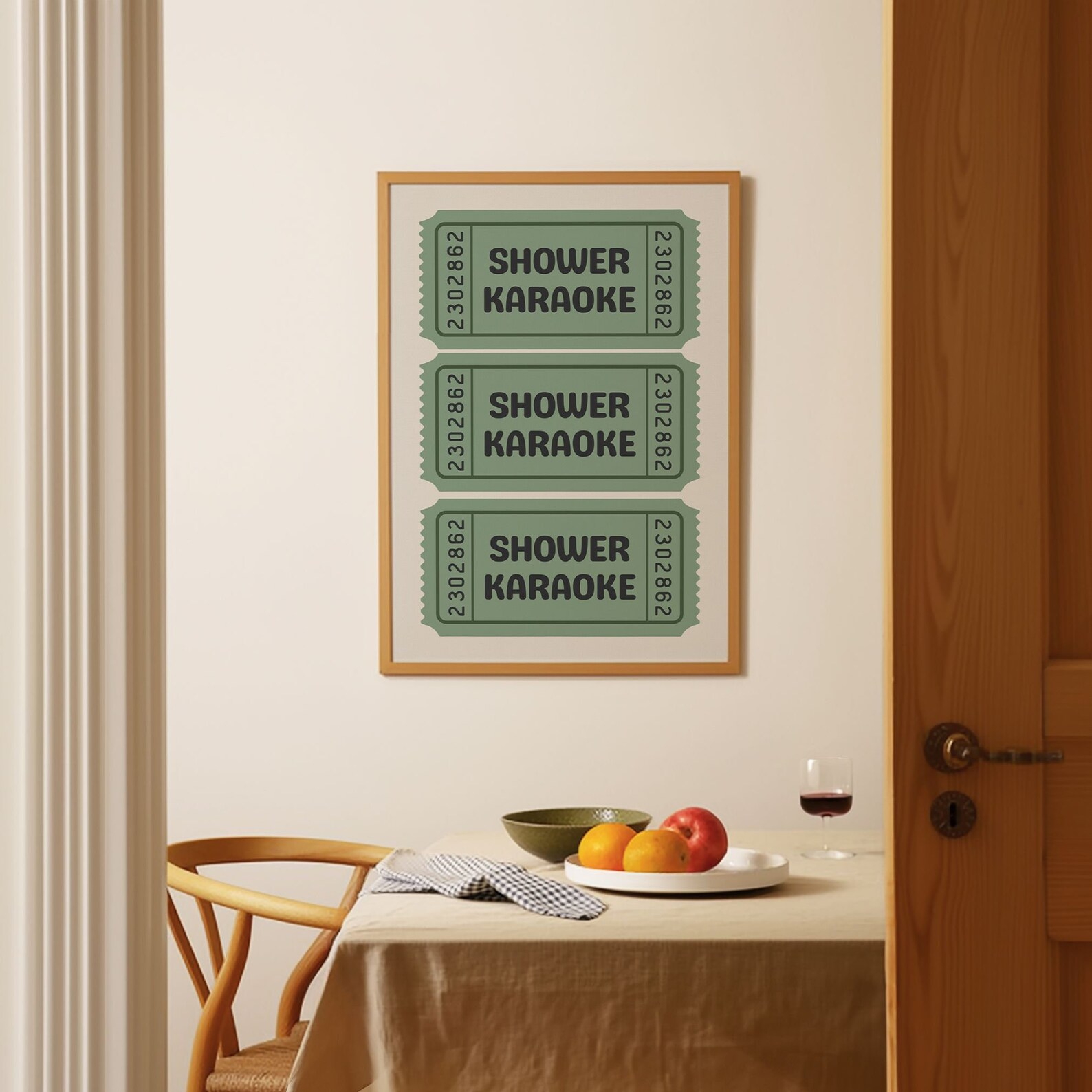 Shower Karaoke Ticket Print, Green Ticket Art Print, Bathroom Decor ...