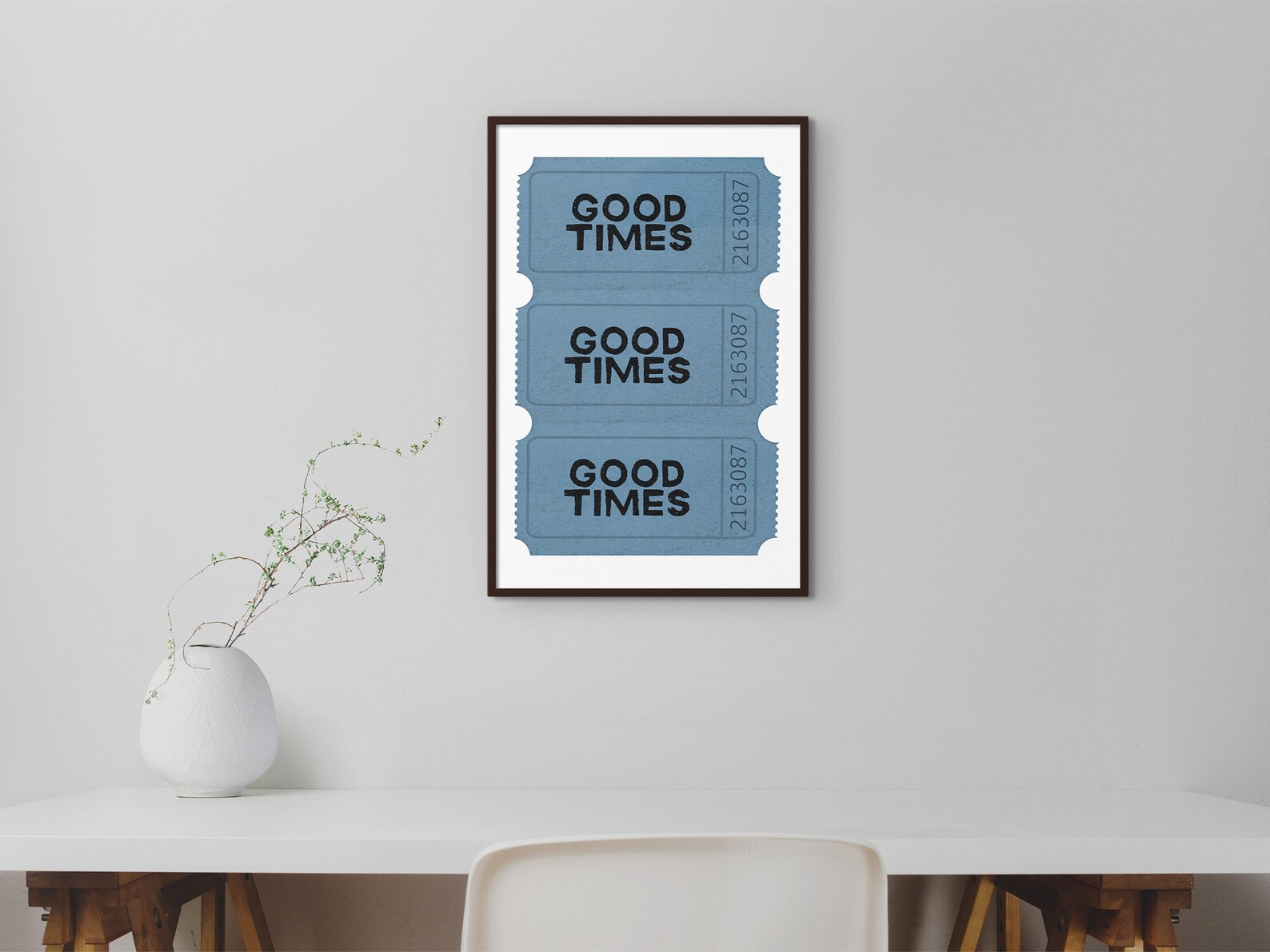 Good Times Ticket Print, Vintage Blue Ticket Poster, Trendy Retro Wall ...