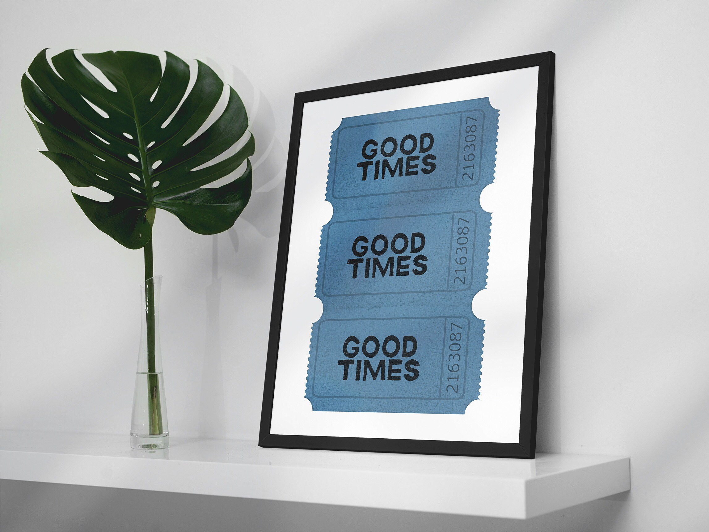 Good Times Ticket Print, Vintage Blue Ticket Poster, Trendy Retro Wall ...