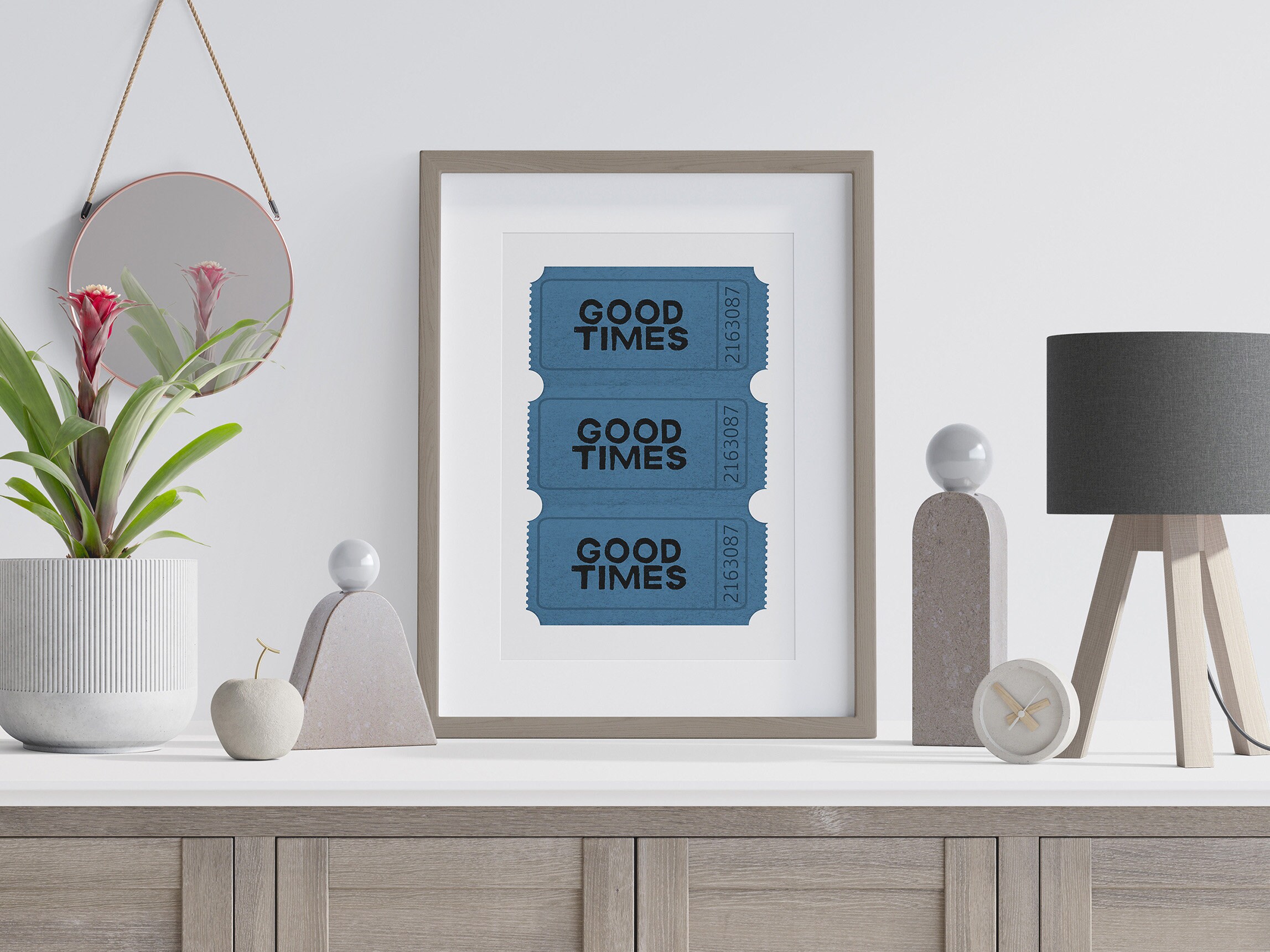 Good Times Ticket Print, Vintage Blue Ticket Poster, Trendy Retro Wall ...