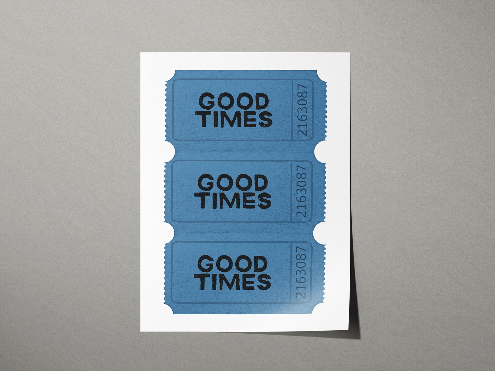 Good Times Ticket Print, Vintage Blue Ticket Poster, Trendy Retro Wall ...