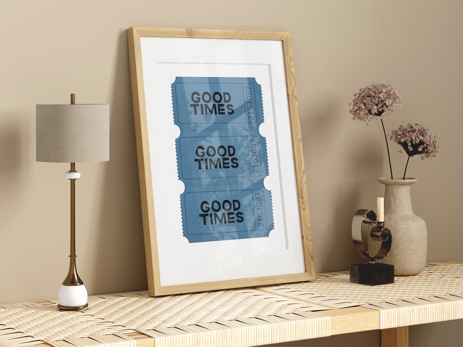 Good Times Ticket Print, Vintage Blue Ticket Poster, Trendy Retro Wall ...