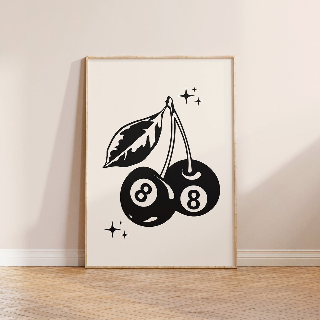 Trendy Retro 8 Ball Cherries Print 8 Ball Decor Bar Cart Print - Etsy