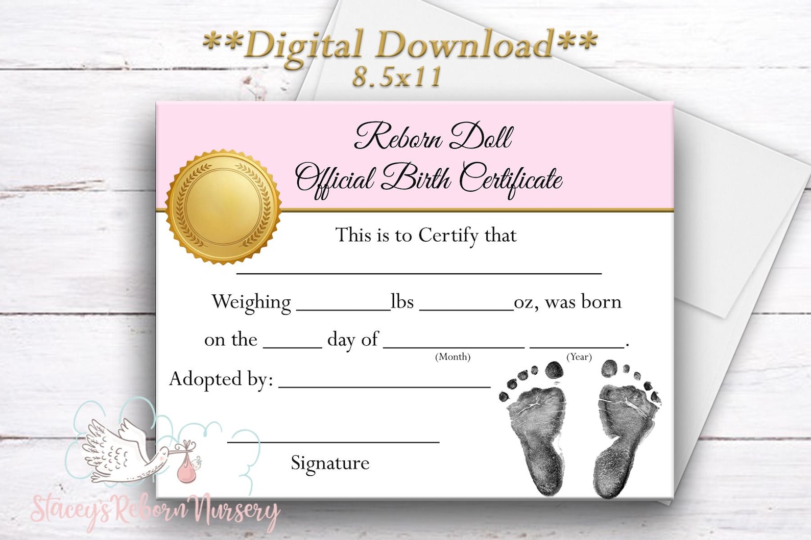 Digital Download Reborn Doll Birth Certificate, Realborn Baby Birth ...