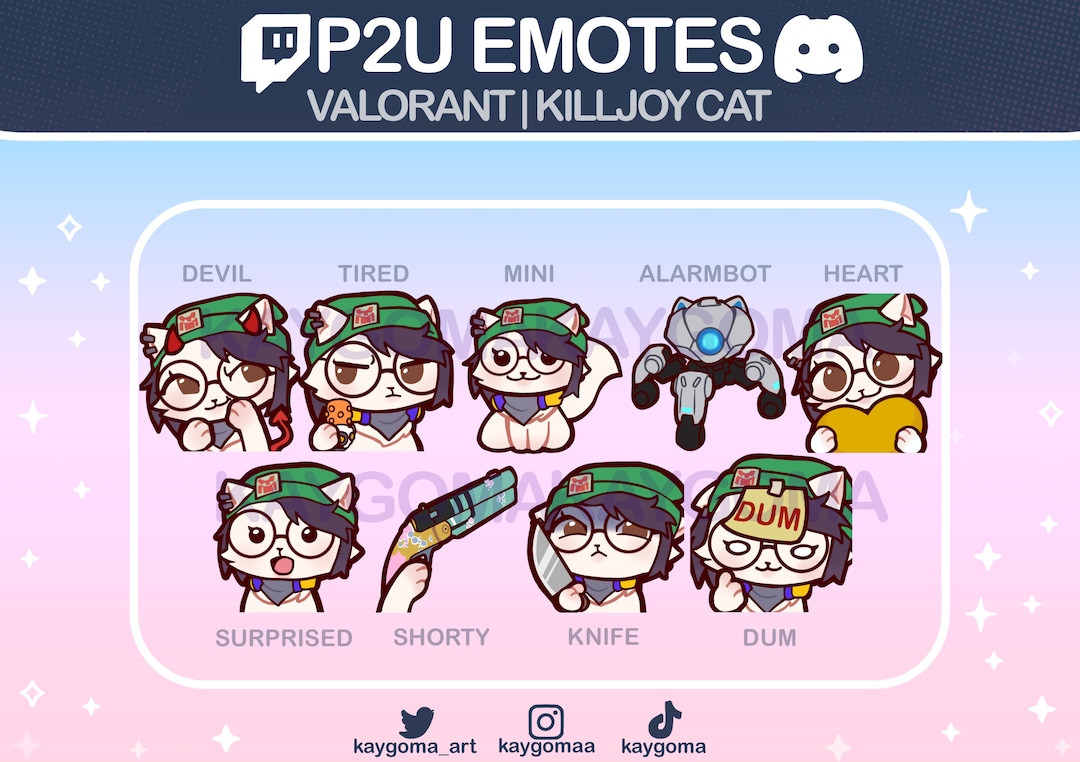 Killjoy Cat Valorant Emote Bundle Twitch, Discord, Youtube, Facebook ...