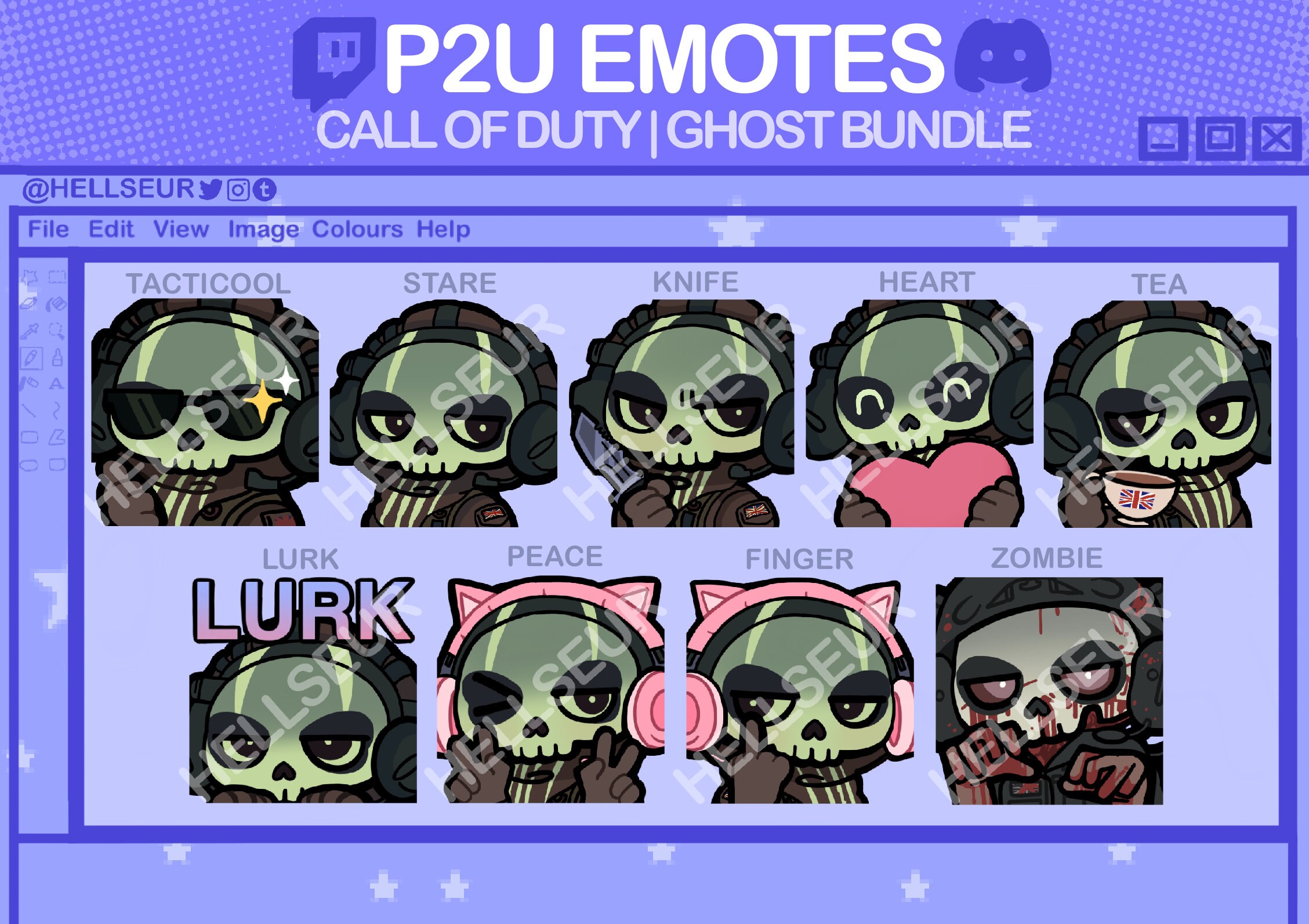 Ghost Call of Duty Emote Bundle | Twitch, Discord, Youtube, Facebook ...