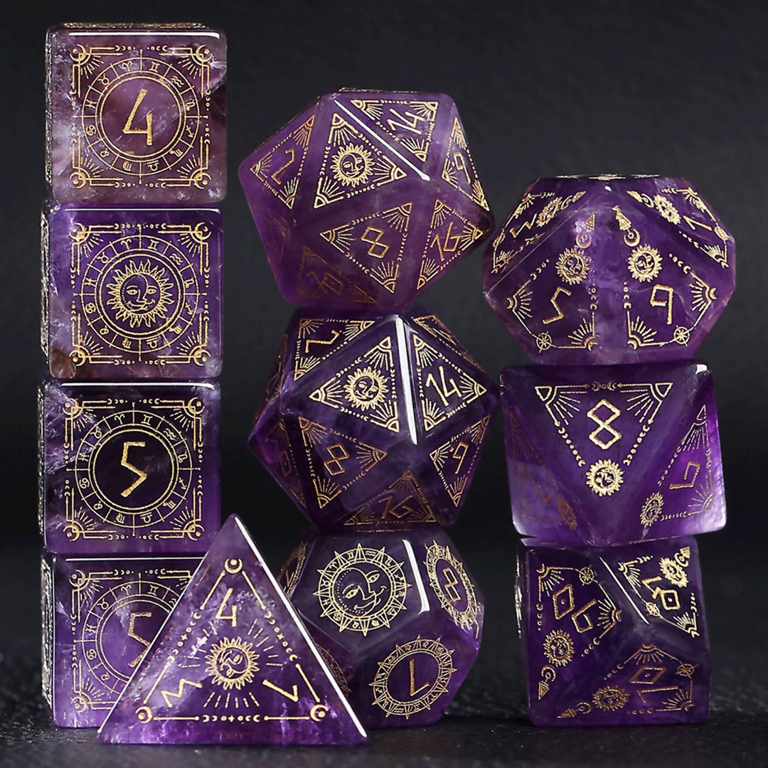 Full Set Amethyst Polyhedral Dice Set Set Warlock Style - Dungeons and ...