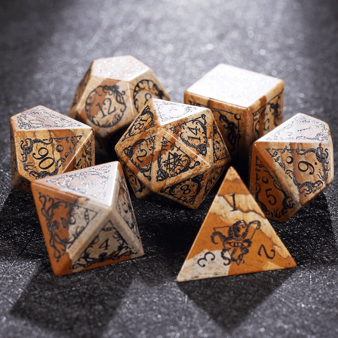Full Set Picture Stone Dice Set Set Warlock Style - Dungeons and ...