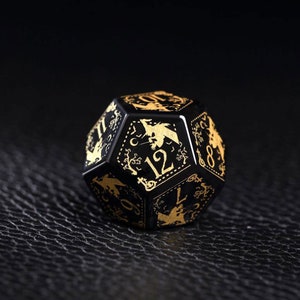 Engraved Obsidian DND Dice Set – Handmade Carving Gemstone for Dungeons ...