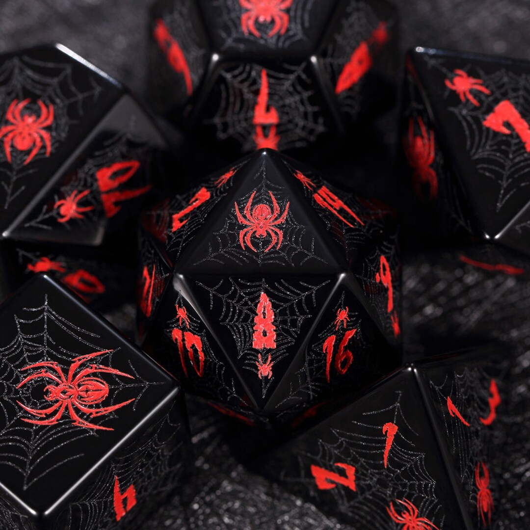 Full Set Obsidian Polyhedral Dice Set Set Warlock Style - Dungeons and ...