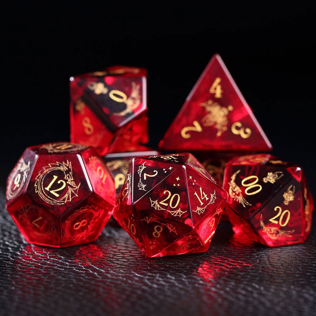Full Garnet Set - Dungeons and Dragon Raised Dice, RPG Game ...
