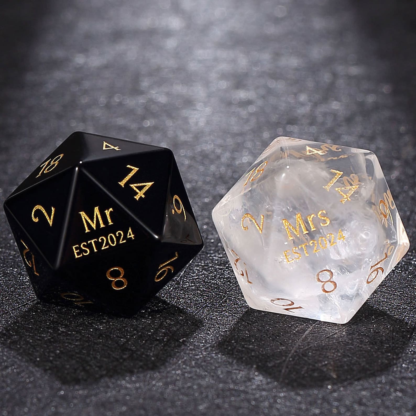 Custom Wedding Dice: Garnet Gemstone D20, D&D Dice - Etsy