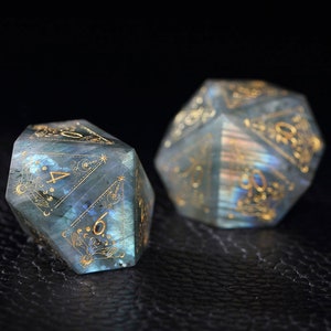 Full Set Labradorite Polyhedral Dice Set Set Warlock Style - Dungeons ...