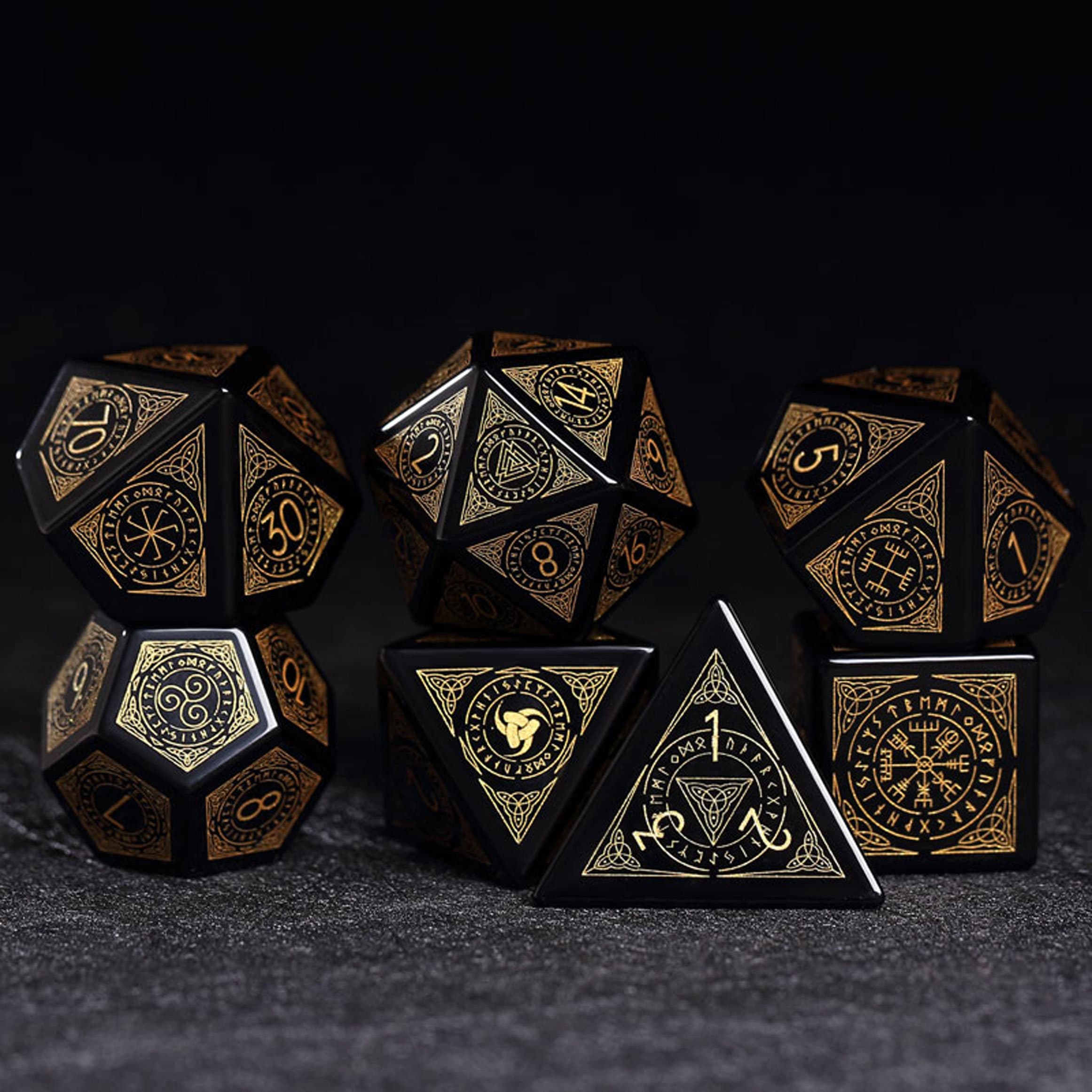 Full Set Obsidian Polyhedral Dice Set Set Warlock Style - Dungeons and ...