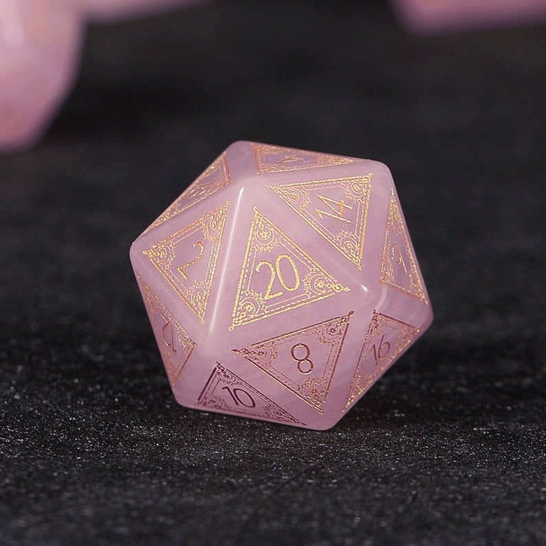 Full Set Pink Opal Dice Set Set Warlock Style - Dungeons and Dragons ...