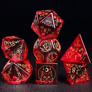 Engraved Garnet DND Dice Set – Handmade Carving Gemstone for Dungeons ...