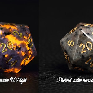 Yooperlite Gemstone Dice Set-dungeons and Dragon Raised Dice, RPG Game ...