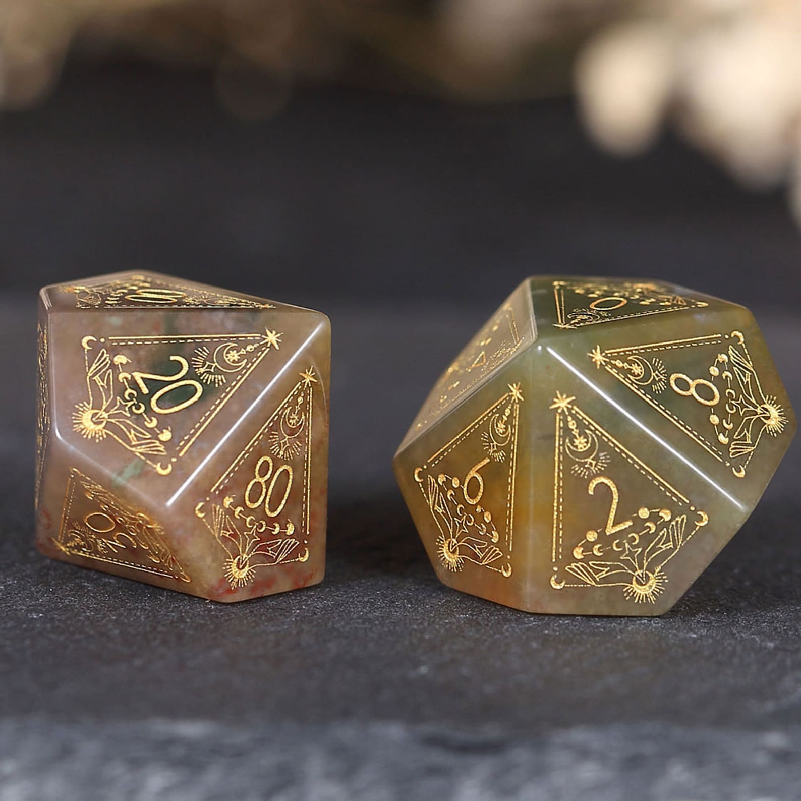 Full Set Indian Agate Dice Set Warlock Style - Dungeons and Dragons ...