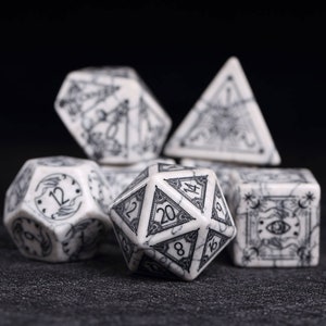 Full Set White Turquoise Dice Set Set Warlock Style - Dungeons and ...
