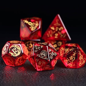 Engraved Garnet DND Dice Set – Handmade Carving Gemstone for Dungeons ...