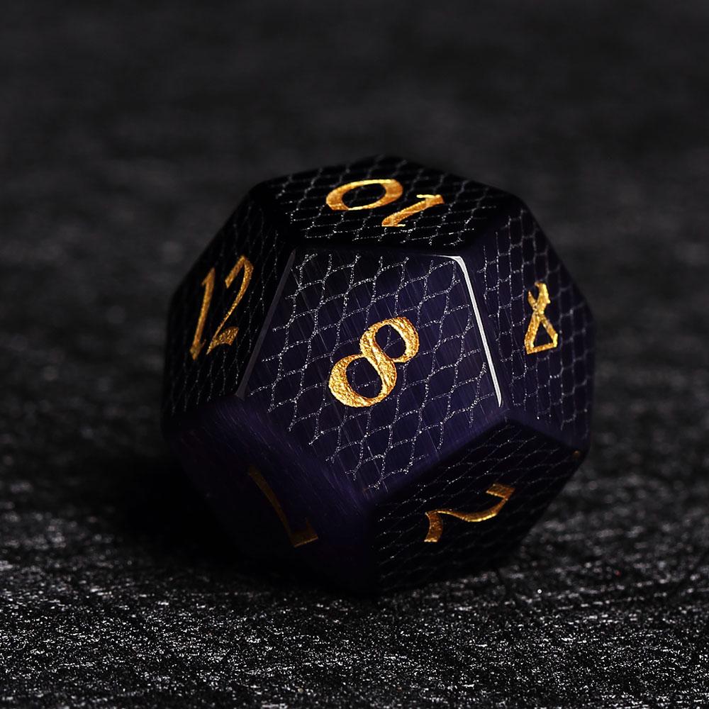 Handmade Obsidian Gemstone Dice Set: Violet Opal DND Dice - Etsy