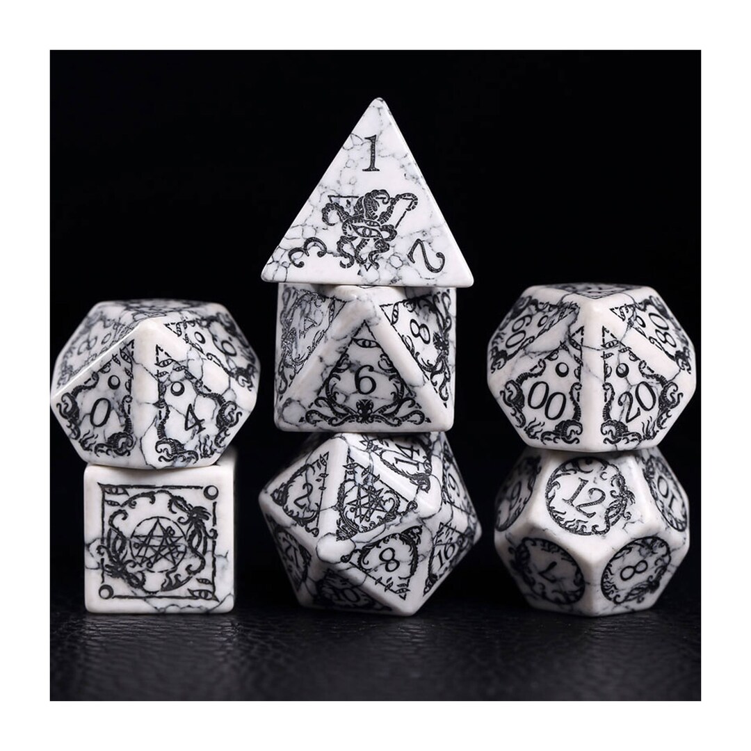 Full Set White Turquoise Dice Set Set Warlock Style - Dungeons and ...