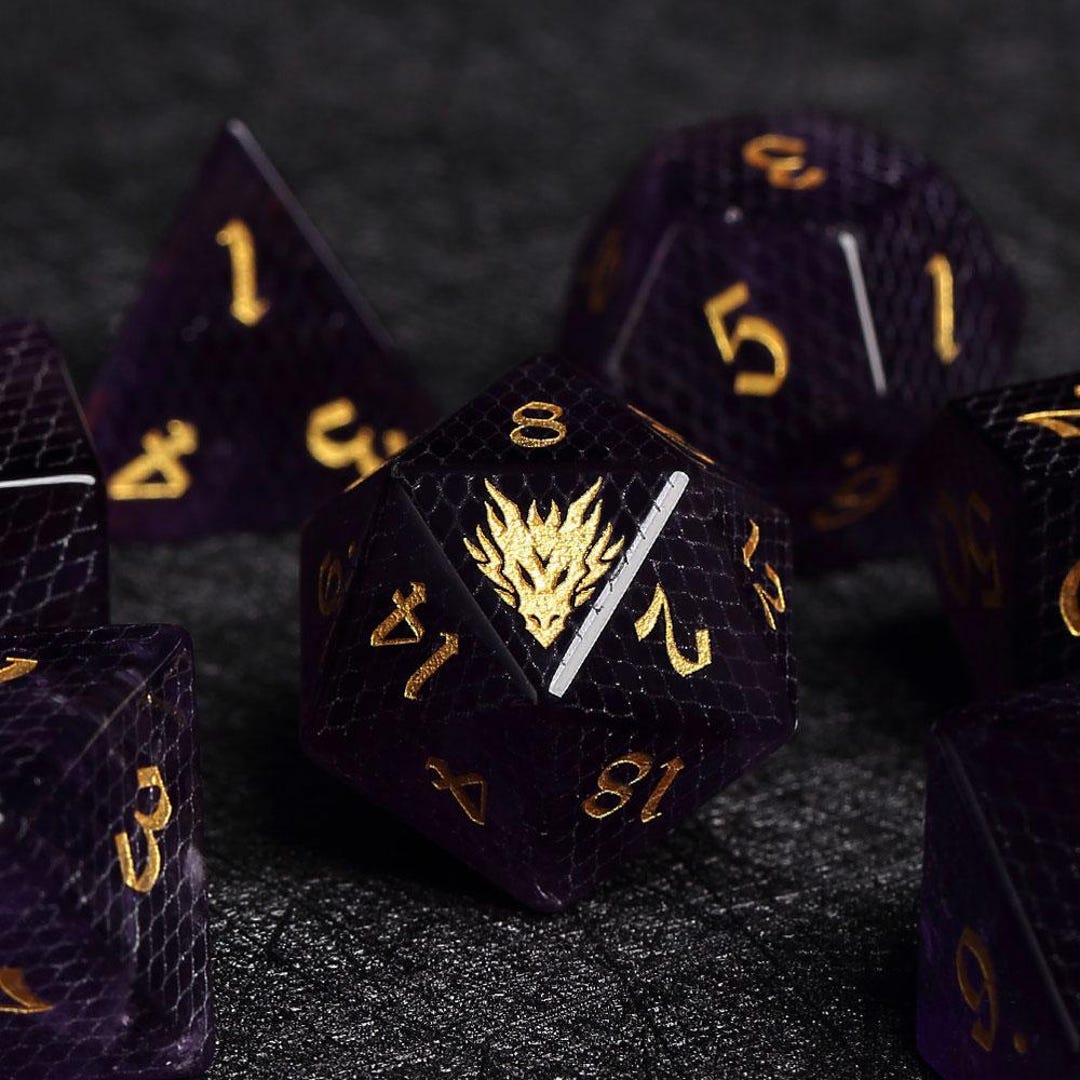 Electroplated Amethyst DND Dice Set: Pixel Art RPG - Etsy
