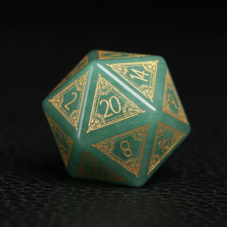 Full Set Aventurine Stone Dice Set Set Warlock Style - Dungeons and ...