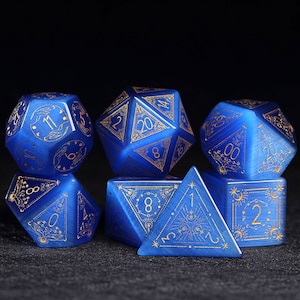 Full Set Royal Blue Opal Dice Set Set Warlock Style - Dungeons and ...