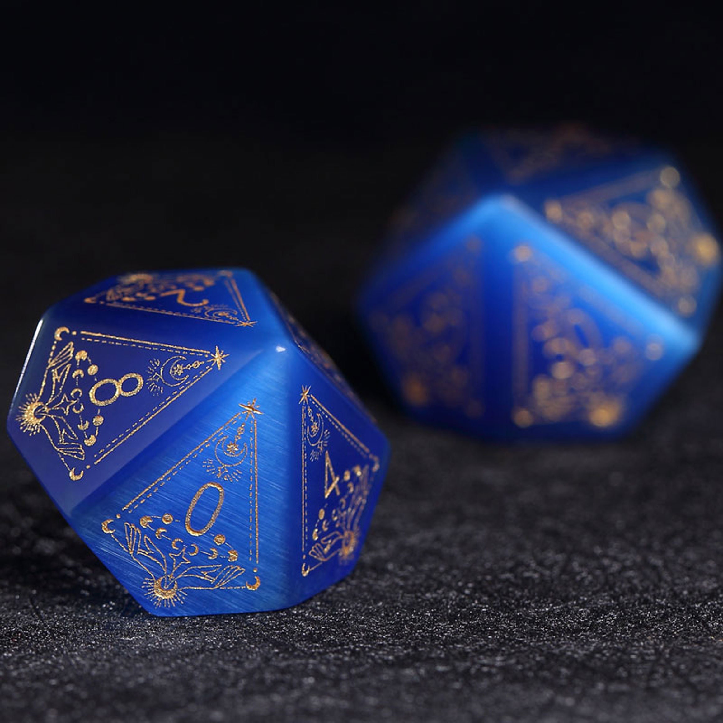 Full Set Royal Blue Opal Dice Set Set Warlock Style - Dungeons and ...