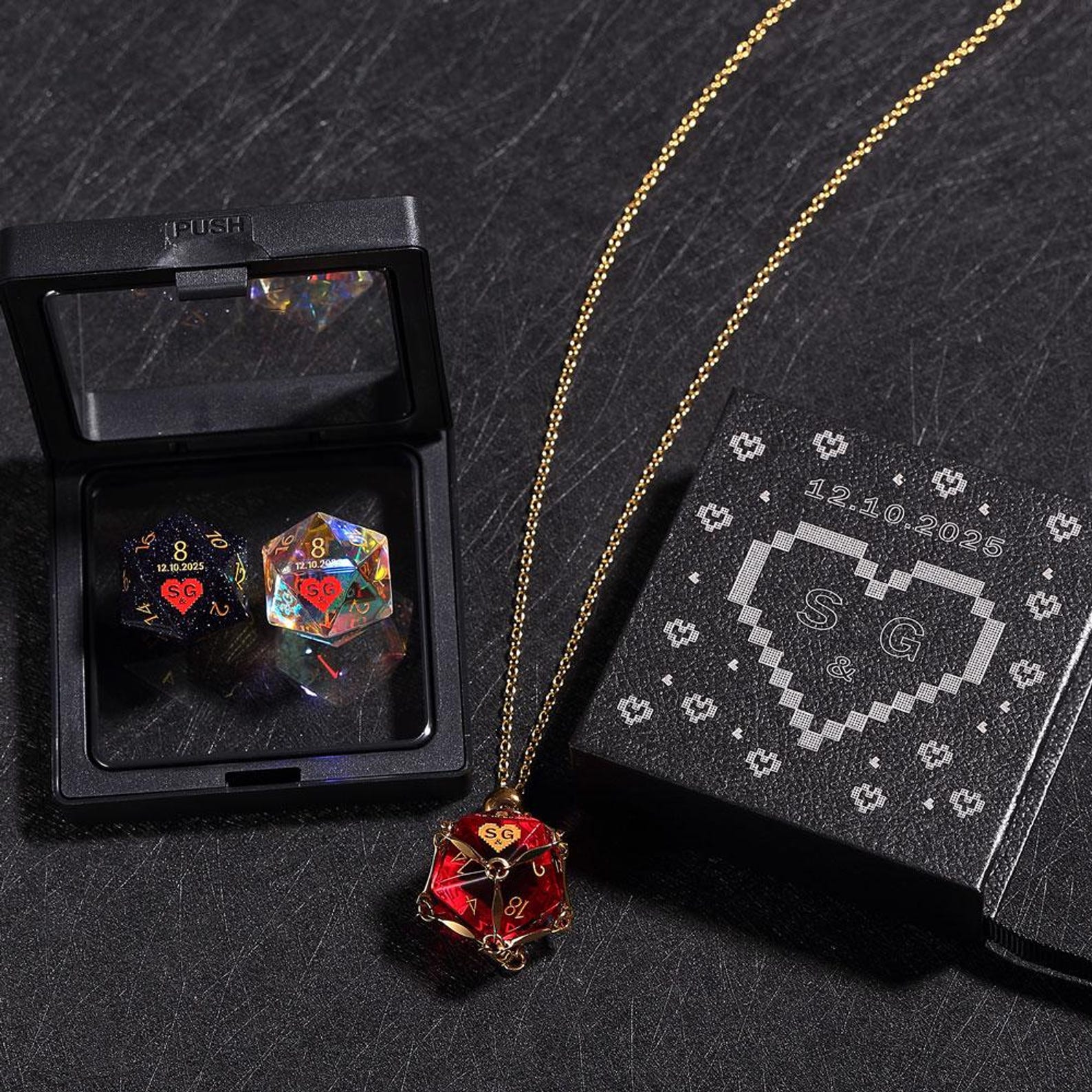 Custom Wedding Dice | Dungeons & Dragons | DND Dice | Stone Dice ...