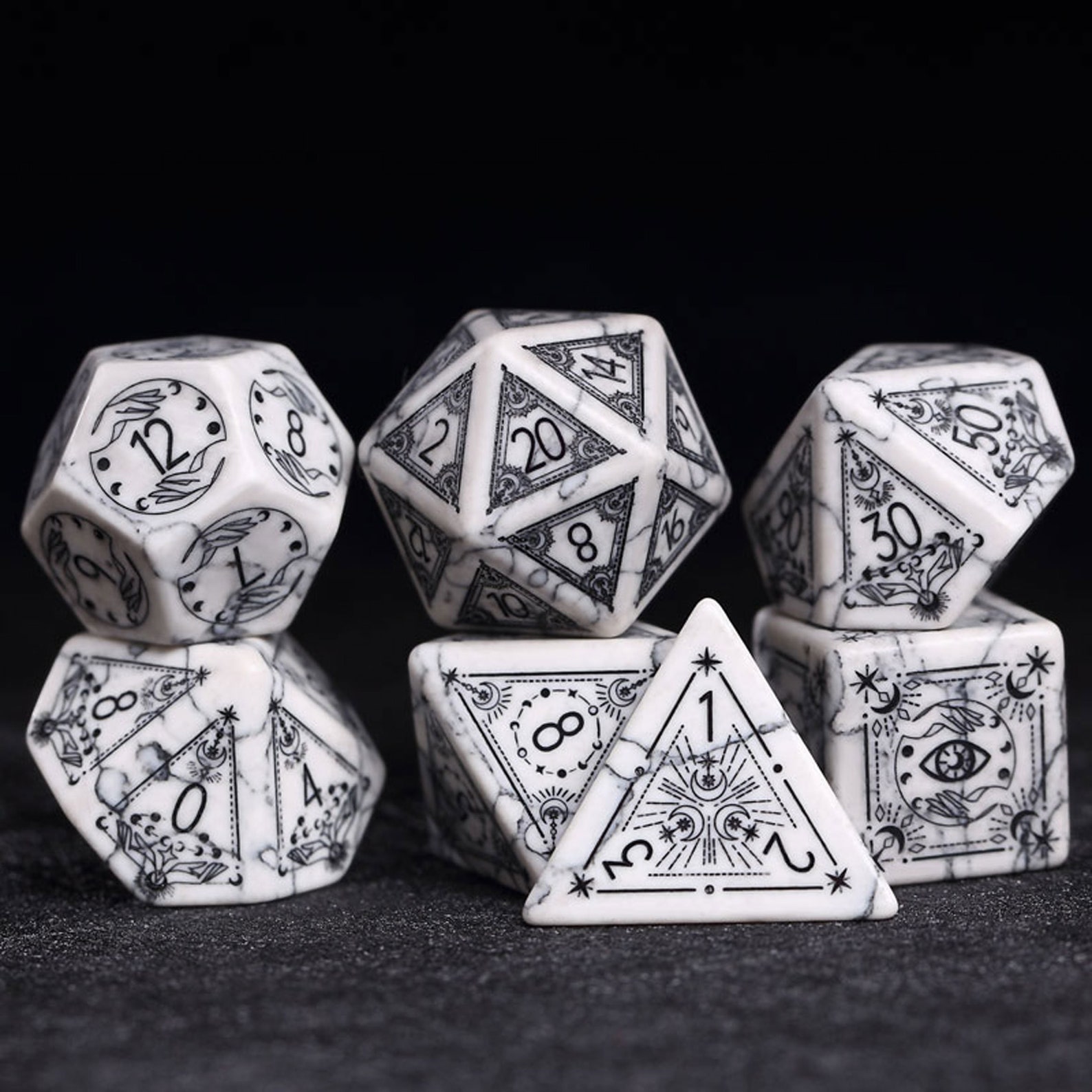 Full Set White Turquoise Dice Set Set Warlock Style - Dungeons and ...