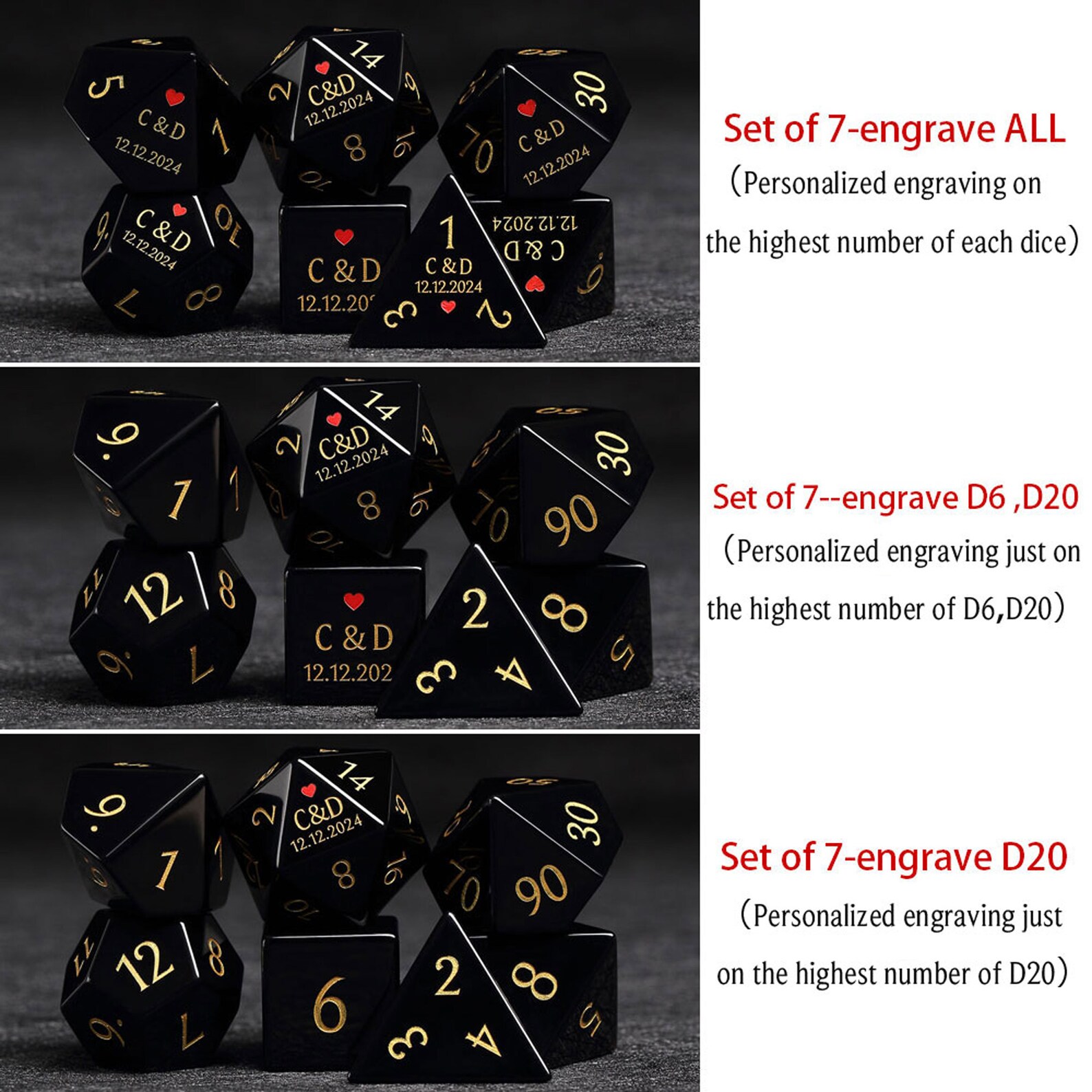 Custom Wedding Dice: Garnet Gemstone D20, D&D Dice - Etsy