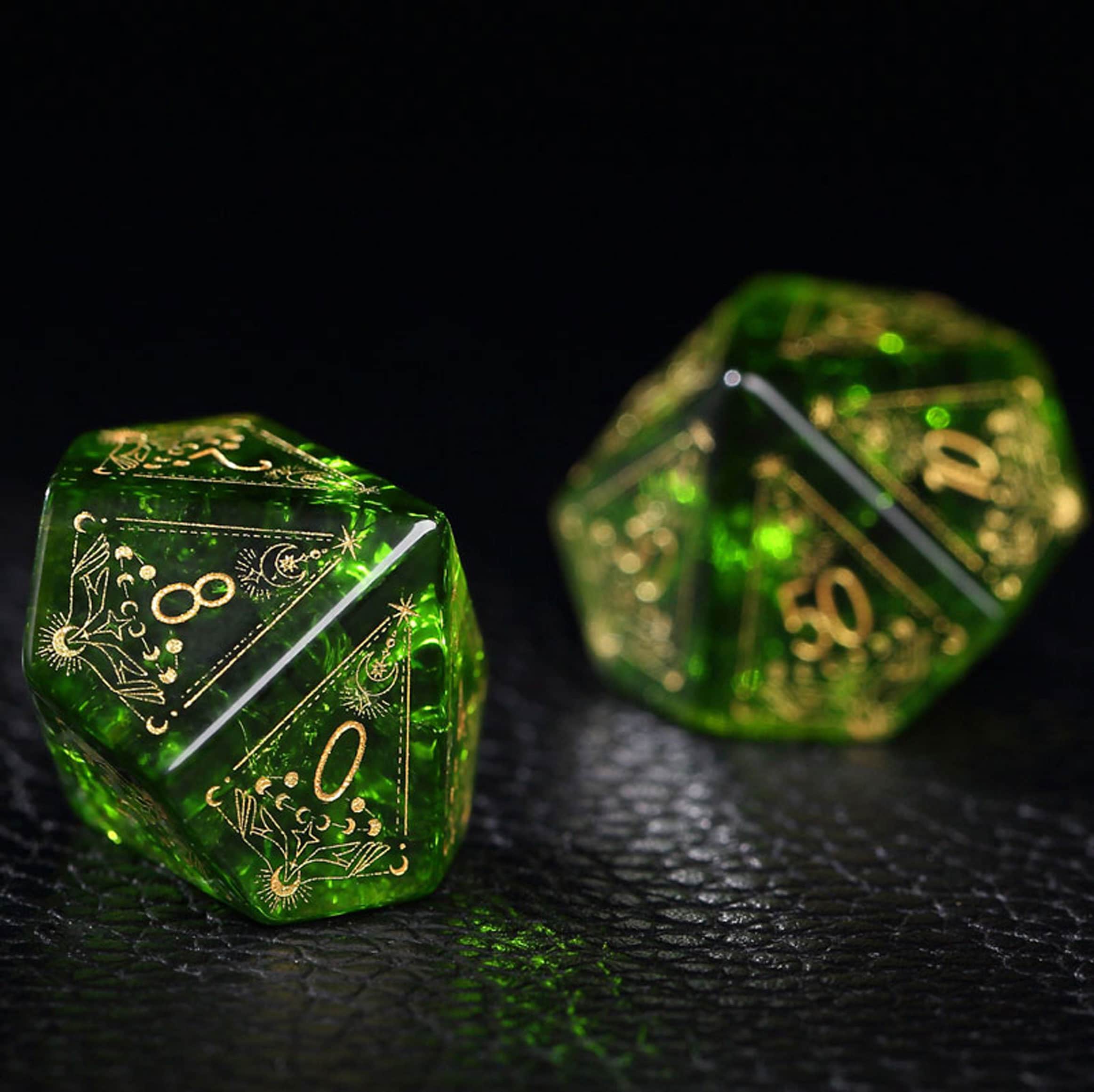 Full Set Explosive Green Glass Polyhedral Dice Set Set Warlock - Etsy