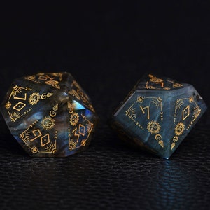 Full Set Labradorite Polyhedral Dice Set Set Warlock Style - Dungeons ...