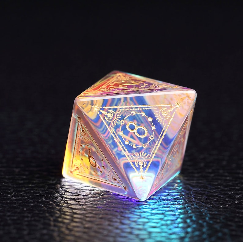 Stained DND Dice Set, Rainbow Glass Sharp Edge D&D Dice Set, Dungeons ...