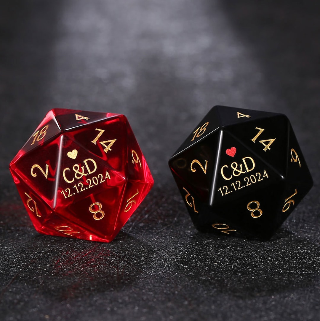 Custom Gemstone Wedding Dice Set: Engraved D20, DND Dice| Dungeons ...