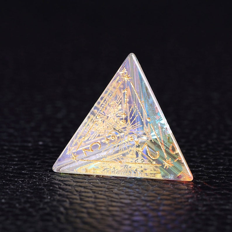 Stained DND Dice Set, Rainbow Glass Sharp Edge D&D Dice Set, Dungeons ...
