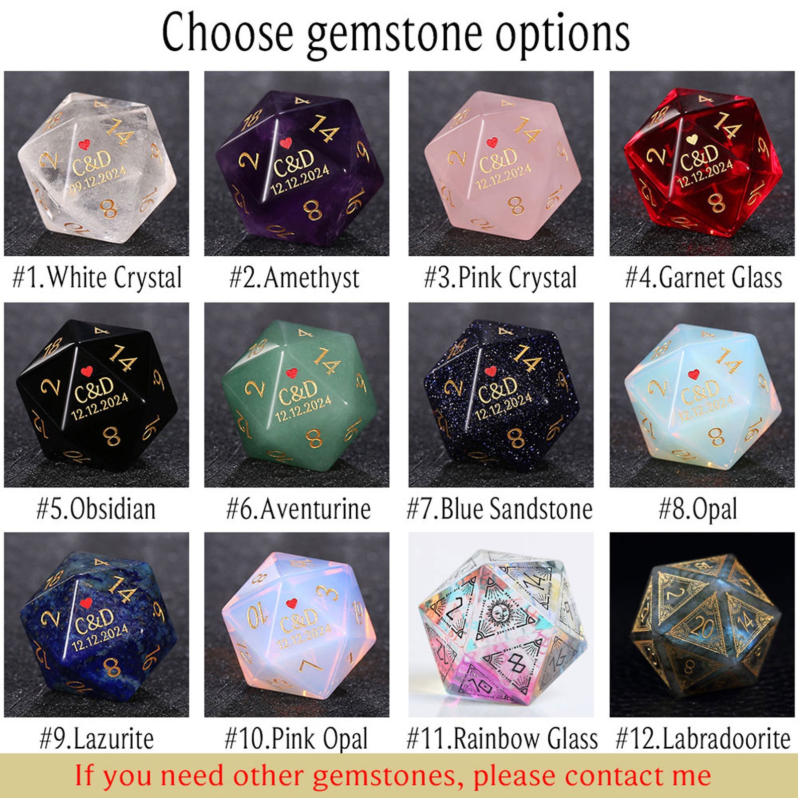 Custom Wedding Dice: Garnet Gemstone D20, D&D Dice - Etsy UK